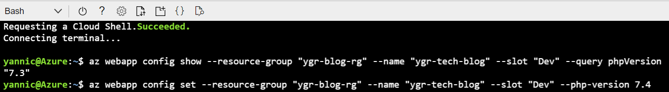App Service PHP-Version Update - Cloud Business & Technology